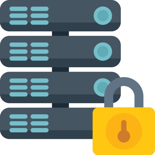 Locked data server icon simple platform Royalty Free Vector