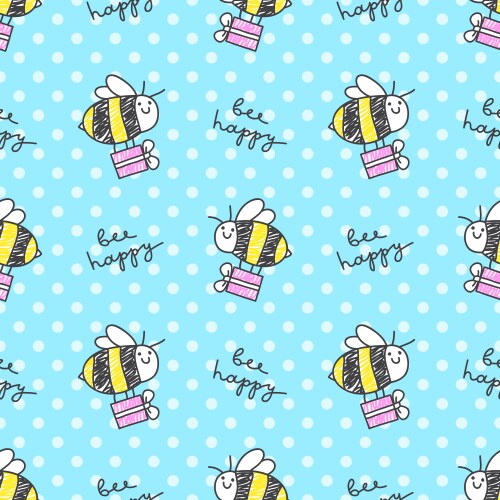 Bee happy pattern Royalty Free Vector Image - VectorStock