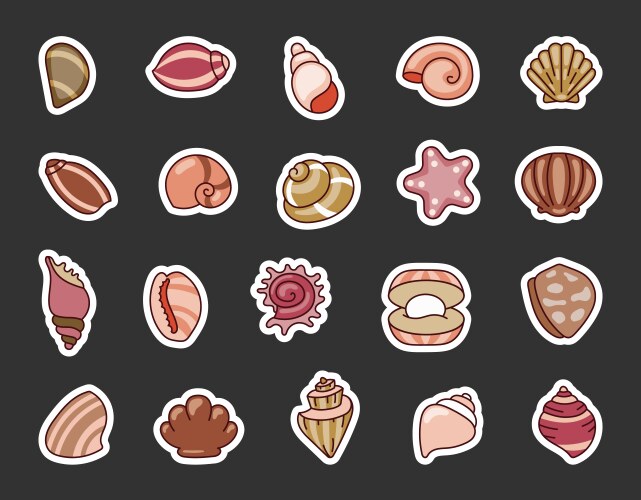 Cute kawaii sea shell sticker bookmark cartoon Vector Image