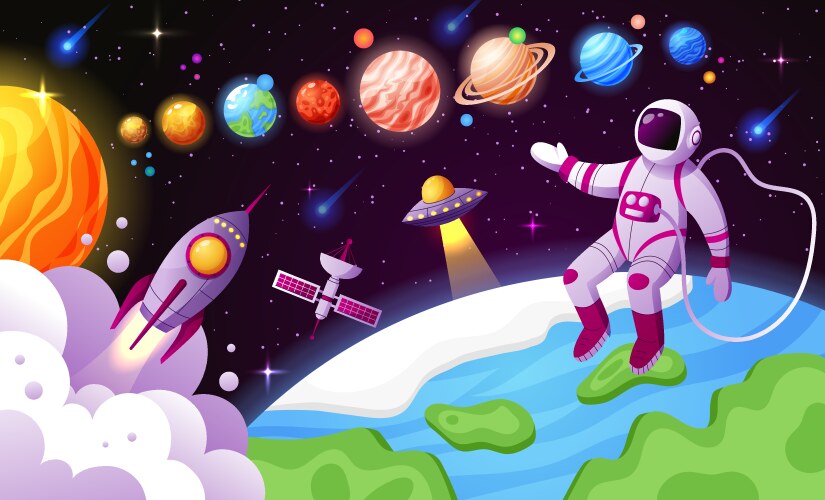 Cartoon Space Background Vector Art, Icons, And Graphics, 49% OFF