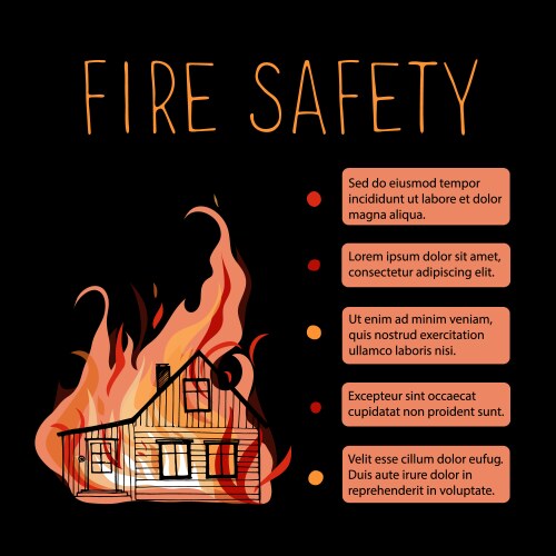 Template for fire safety instructions Royalty Free Vector