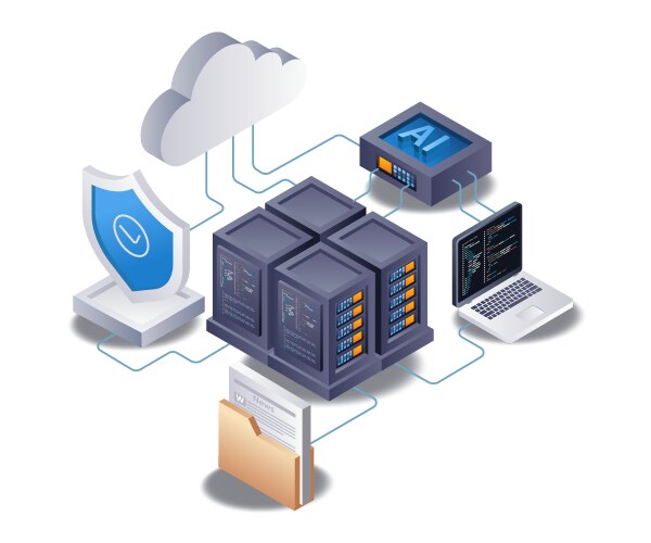Artificial intelligence technology server Vector Image