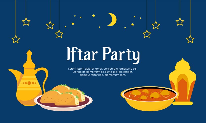 Iftar party celebration concept flyer Royalty Free Vector