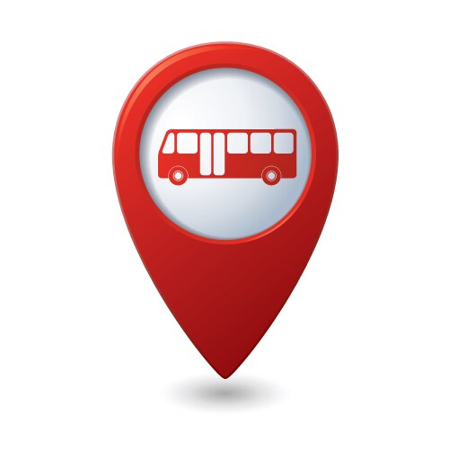 Map pointer with symbol bus station for location Vector Image