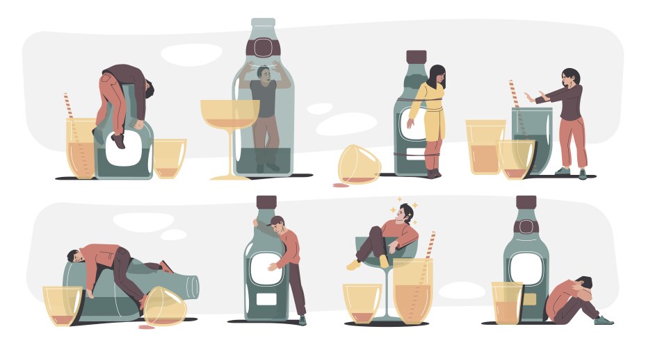 Alcohol addiction Royalty Free Vector Image - VectorStock
