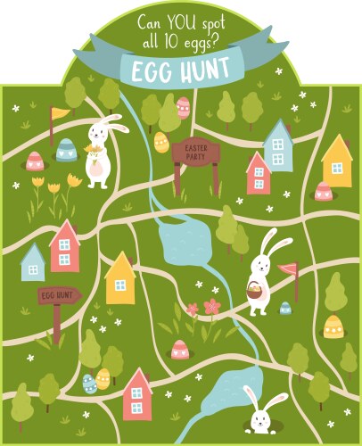 Cute easter egg hunt design map for children hand Vector Image