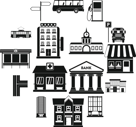 Infrastructure icons set Royalty Free Vector Image