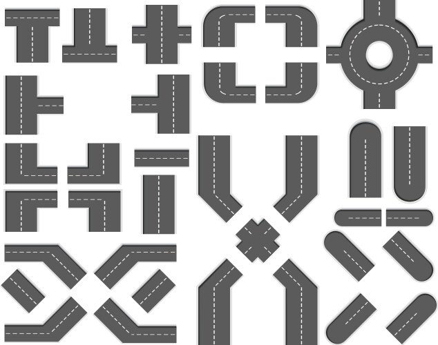 City road and highway top view elements for map Vector Image