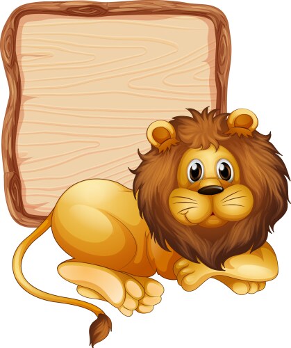 Board template with cute lion on white background Vector Image