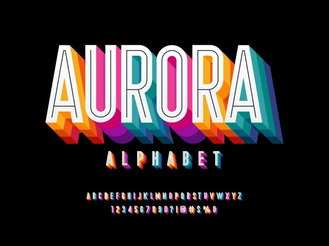 Colorful font design alphabet letters and numbers Vector Image