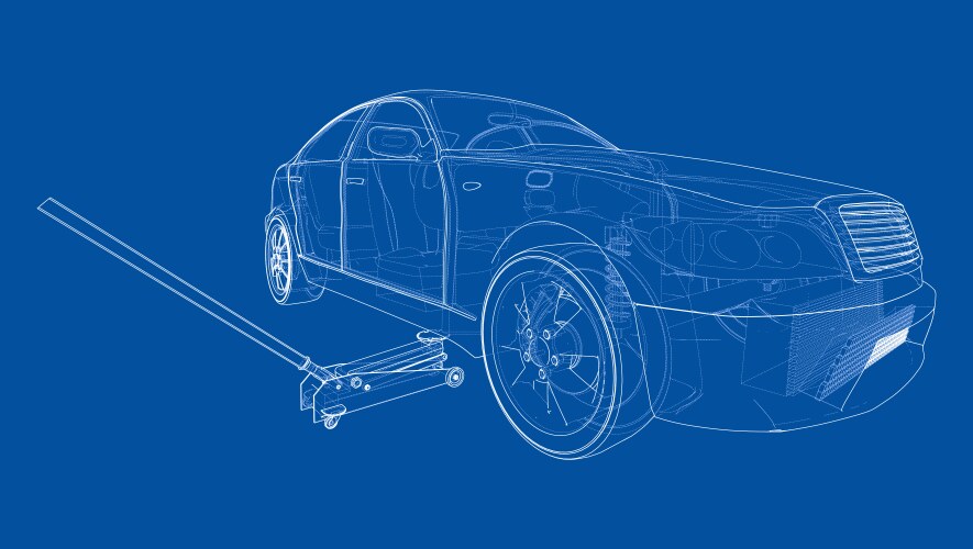 Concept car with floor jack Royalty Free Vector Image