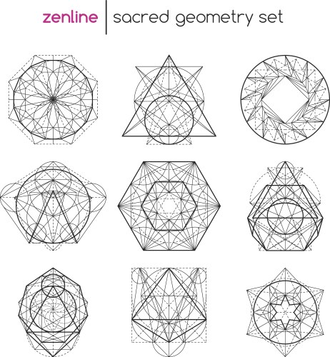Sacred geometry symbols - set 01 Royalty Free Vector Image