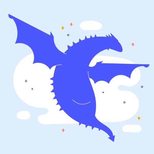 Flat design dragon silhouette Royalty Free Vector Image