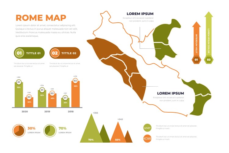 Rome map infographics in flat design Royalty Free Vector