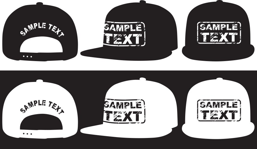 Set of baseball caps front back and side view Vector Image