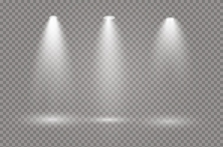 White realistic lights shining spotlight Vector Image