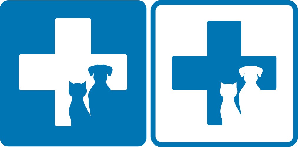 Blue veterinary icon with pets Royalty Free Vector Image