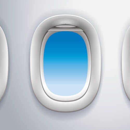 Plane windows with blue sky view Royalty Free Vector Image