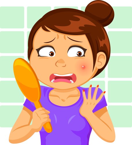 Cute girl with pink hair cartoon Royalty Free Vector Image