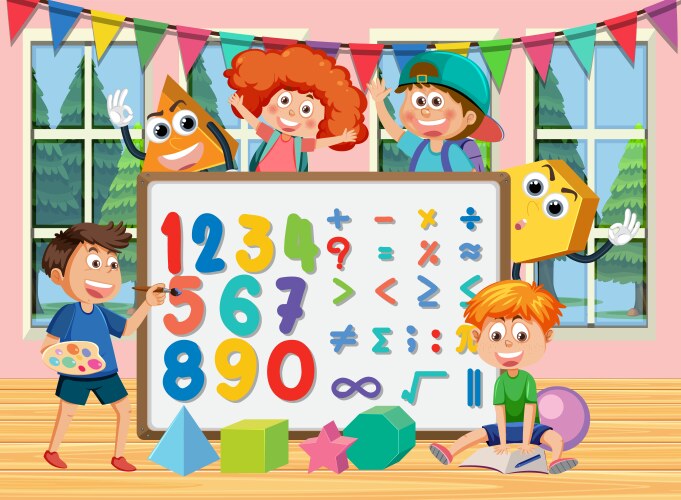 Student girl holding number cartoon character Vector Image