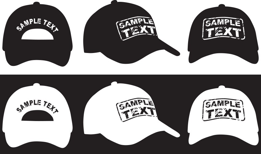 Set of baseball caps front back and side view Vector Image