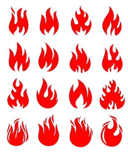 Colorful fire flames set Royalty Free Vector Image