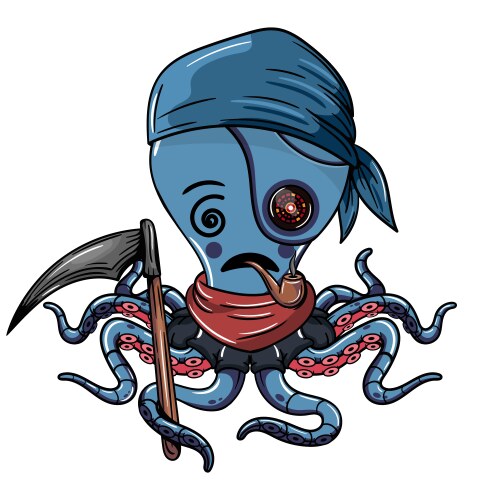 Cartoon octopus cyborg police officer Royalty Free Vector