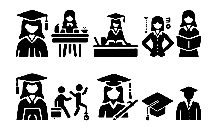 High School Student Silhouette Vector