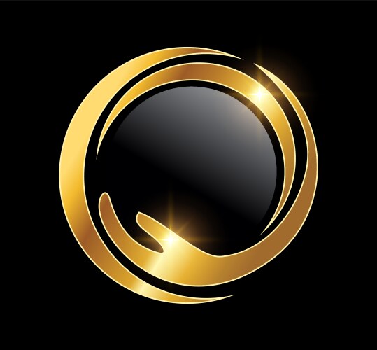 Golden pointing finger hand sign Royalty Free Vector Image