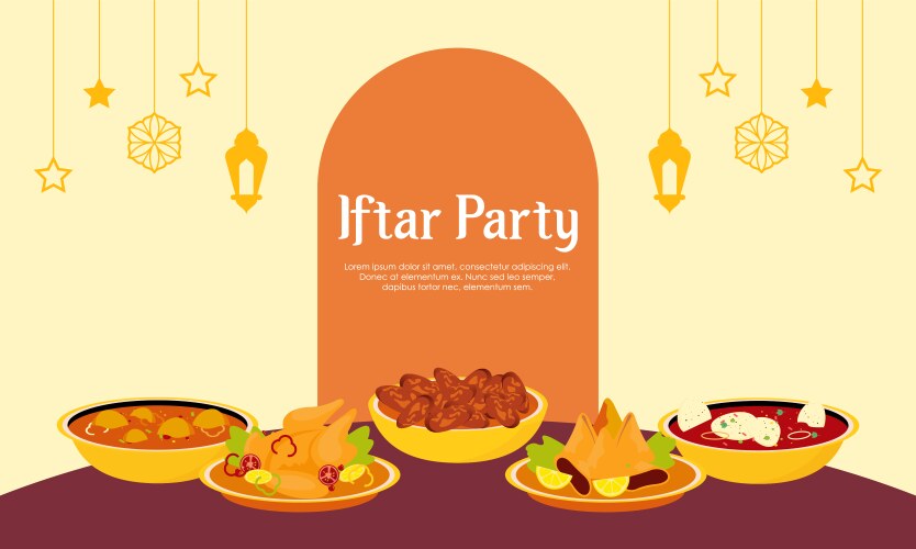 Iftar party celebration concept flyer Royalty Free Vector