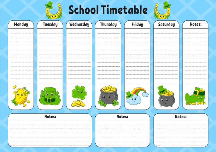 School schedule timetable for schoolboys empty Vector Image