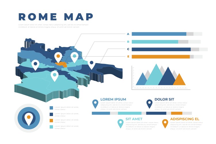 Flat rome map infographics Royalty Free Vector Image