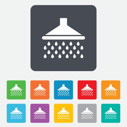 Shower sign icon douche with water drops symbol Vector Image
