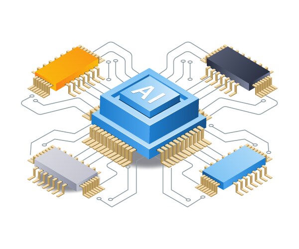 Artificial intelligence server computer Royalty Free Vector
