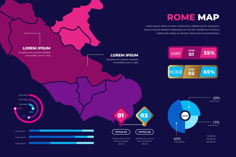Flat rome map infographics Royalty Free Vector Image