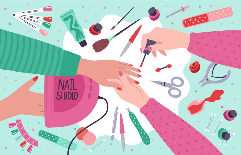 Cartoon manicure print poster Royalty Free Vector Image