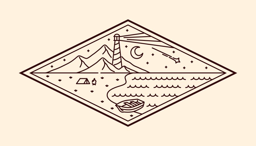 Nature landscape line art template Royalty Free Vector Image