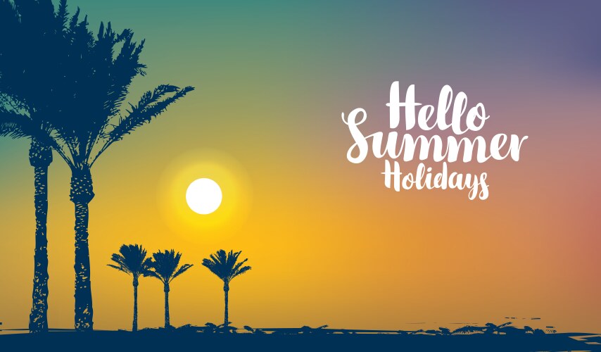 Summer holidays sunset with defocused lights Vector Image