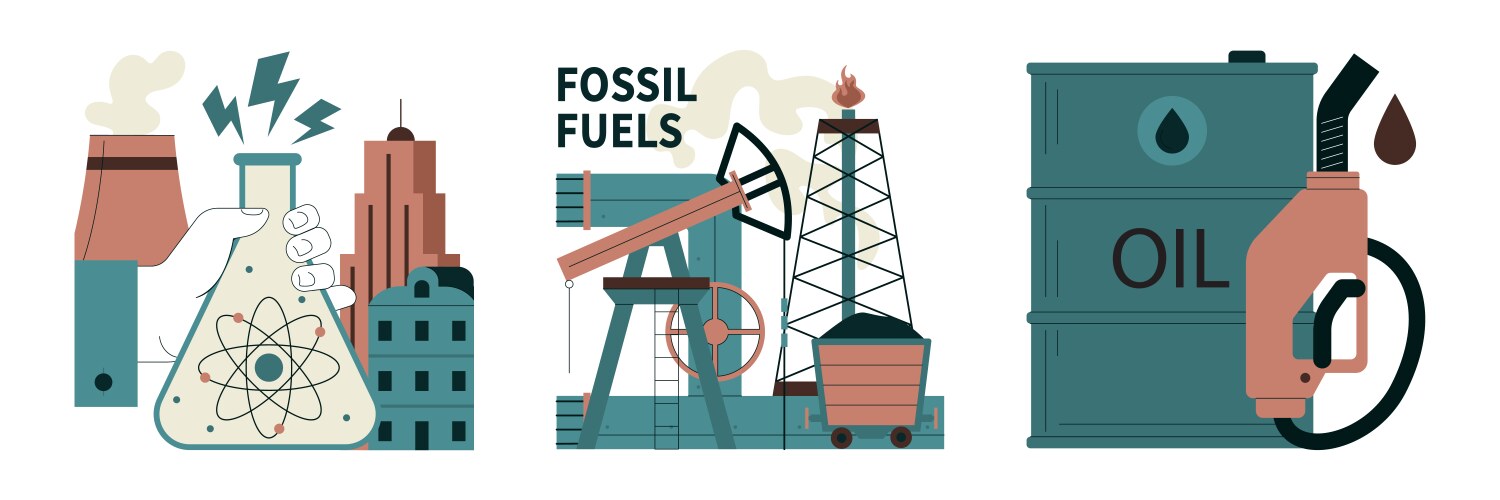 Fossil fuel resources extraction process Vector Image