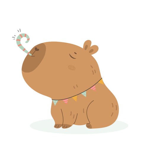 Funny capybara happy birthday greetings Royalty Free Vector