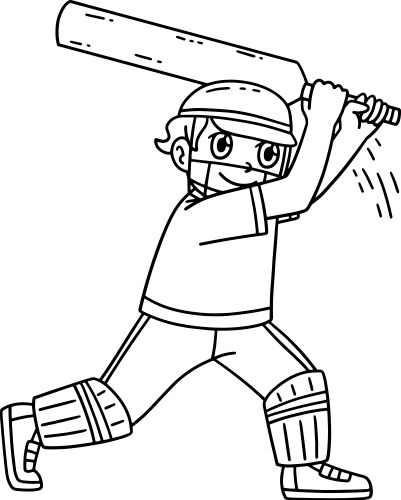 Cricket fielder catching the ball coloring page Vector Image