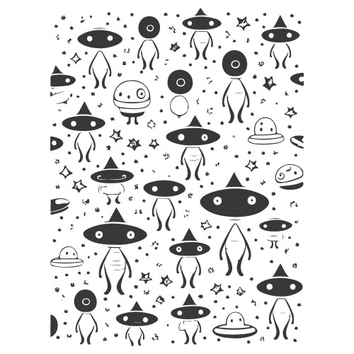 Doodle alien ufo space grey Royalty Free Vector Image