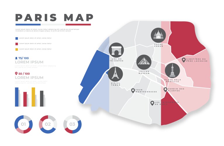 Paris map infographics Royalty Free Vector Image