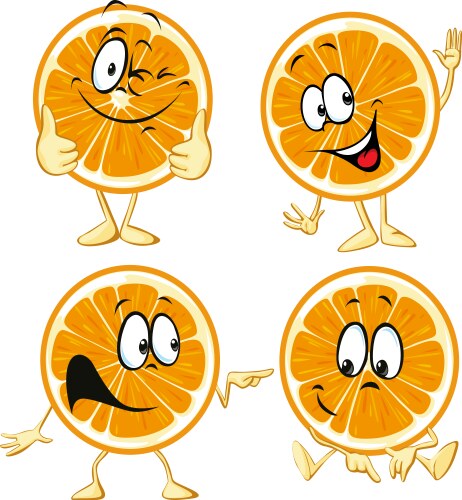 Orange cartoon with many expressions Royalty Free Vector