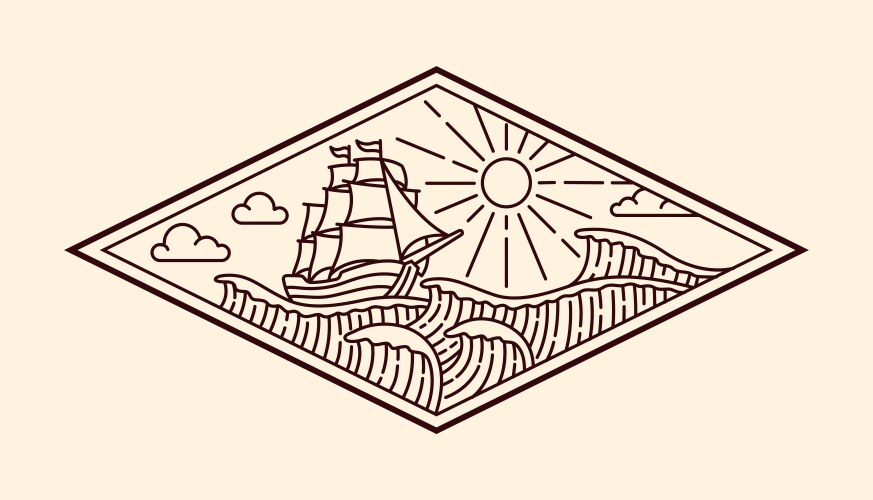 Nature landscape line art template Royalty Free Vector Image