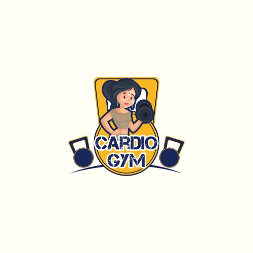 Fitness gym logo with athletic man training black Vector Image