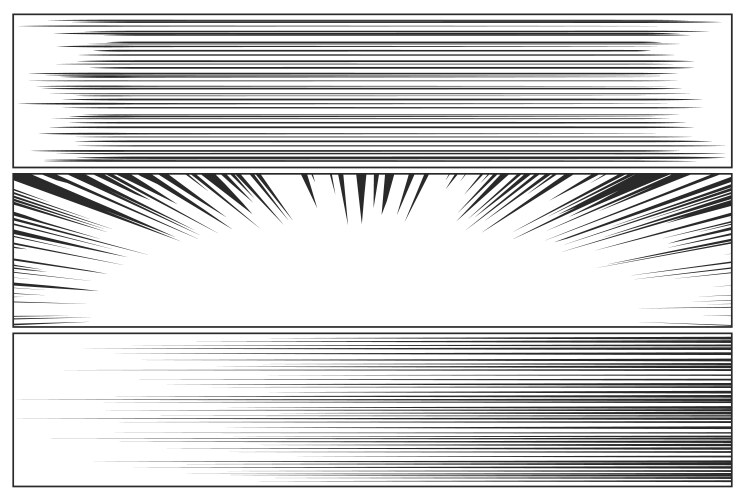 Comic speed lines set dynamic visual Royalty Free Vector