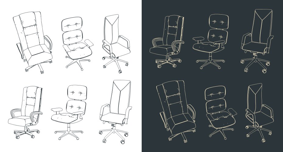 Chair blueprint outline Royalty Free Vector Image