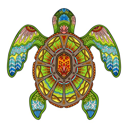 Sea turtle realistic artistic colored drawing Vector Image