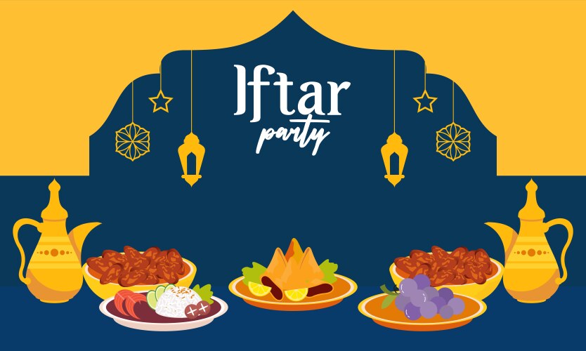 Iftar party celebration concept flyer Royalty Free Vector